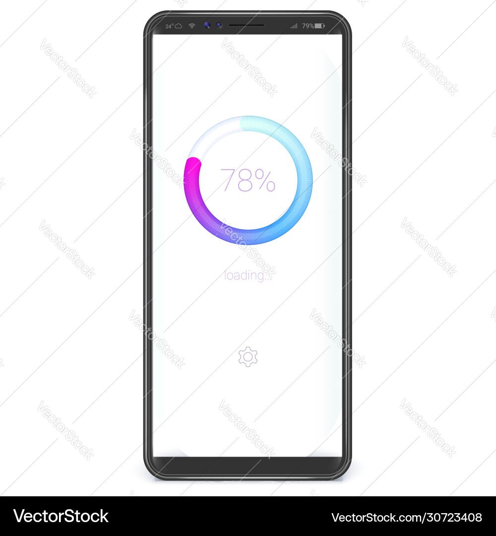 Realistic smart phone with load or download bar Vector Image