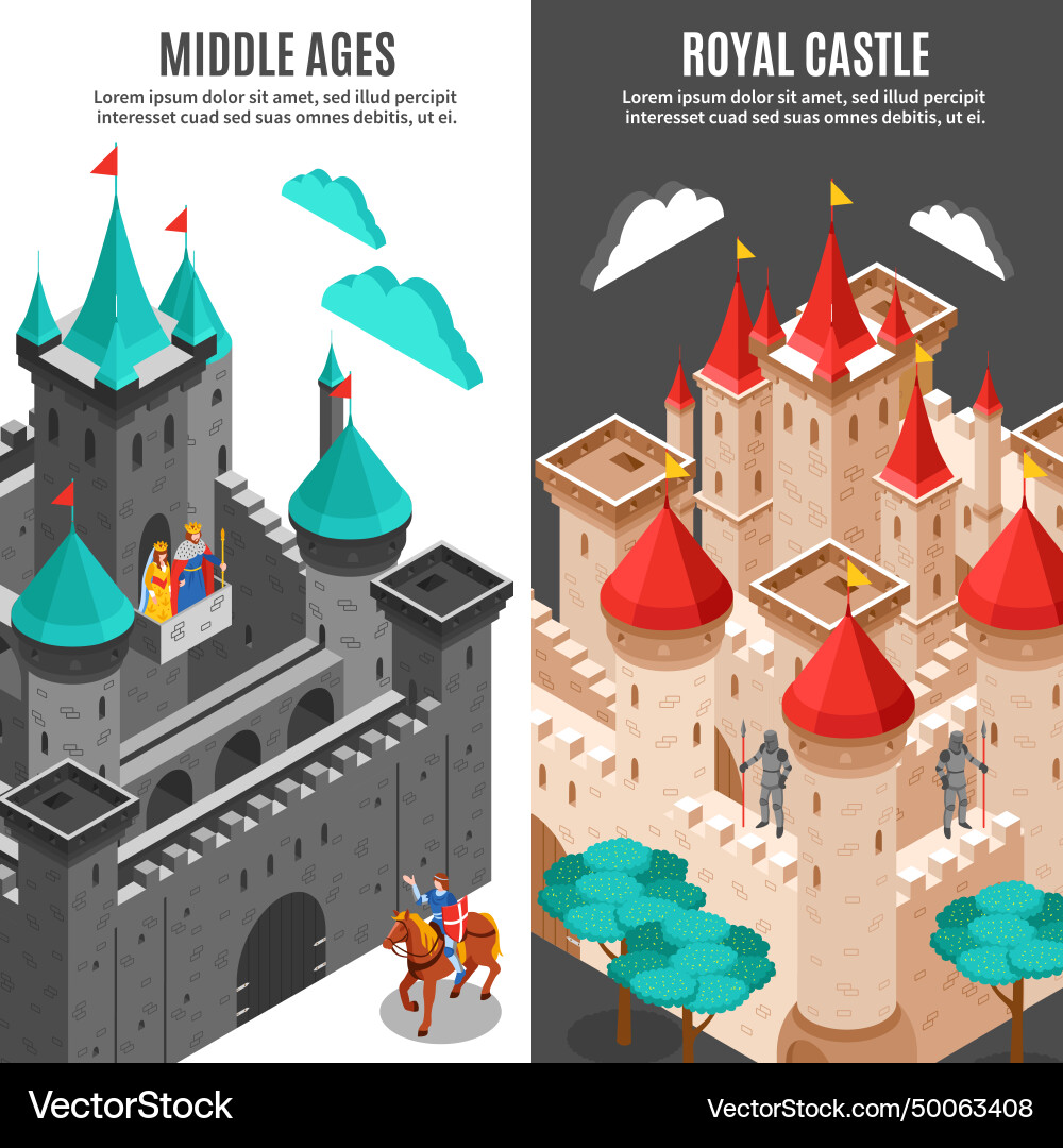 Royal castle vertical banner set Royalty Free Vector Image