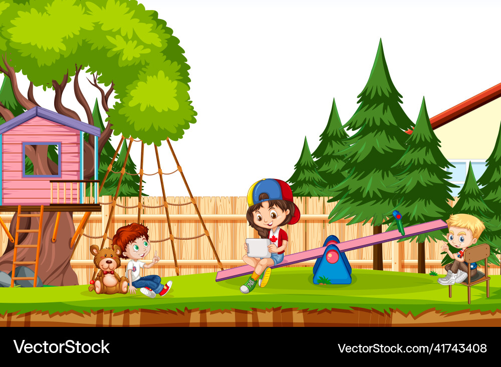 Scene with children in the park Royalty Free Vector Image