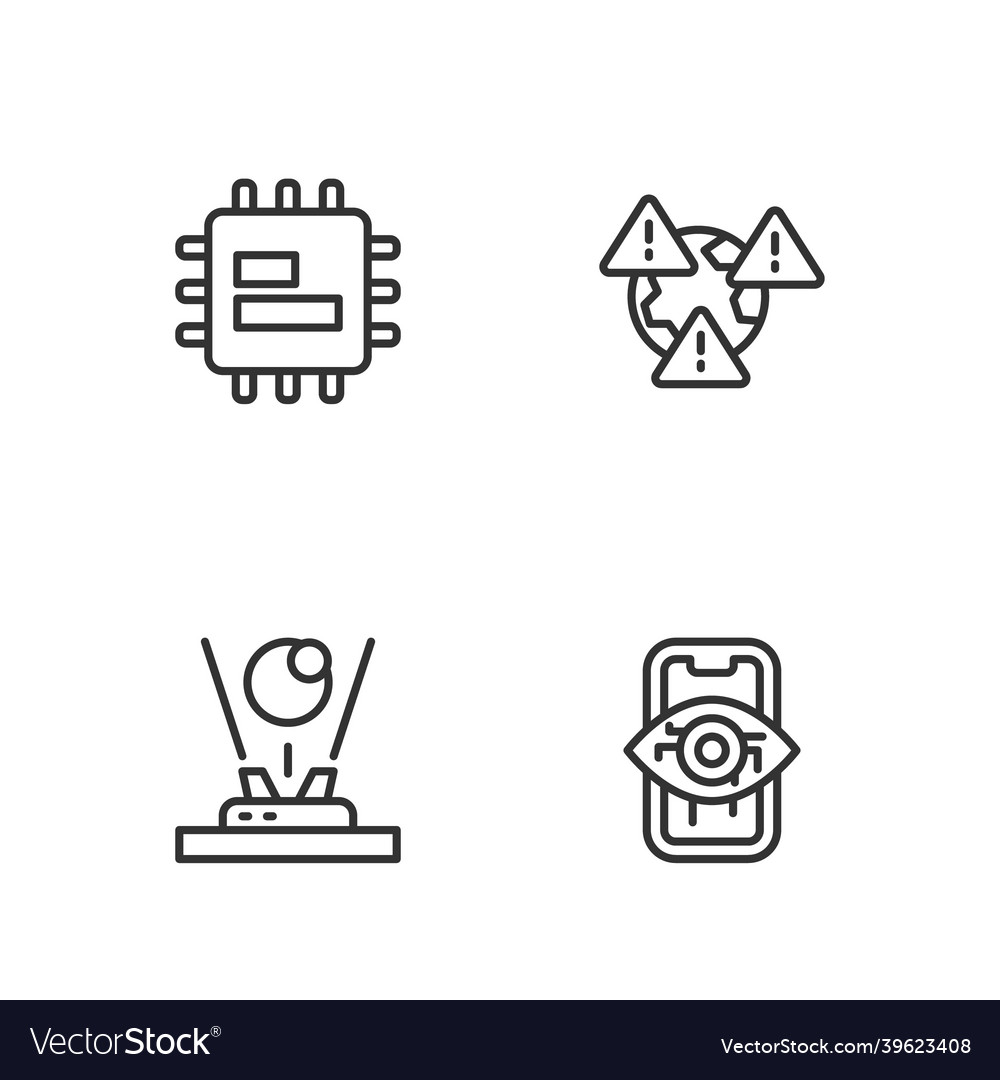 Set line computer vision hologram processor cpu Vector Image