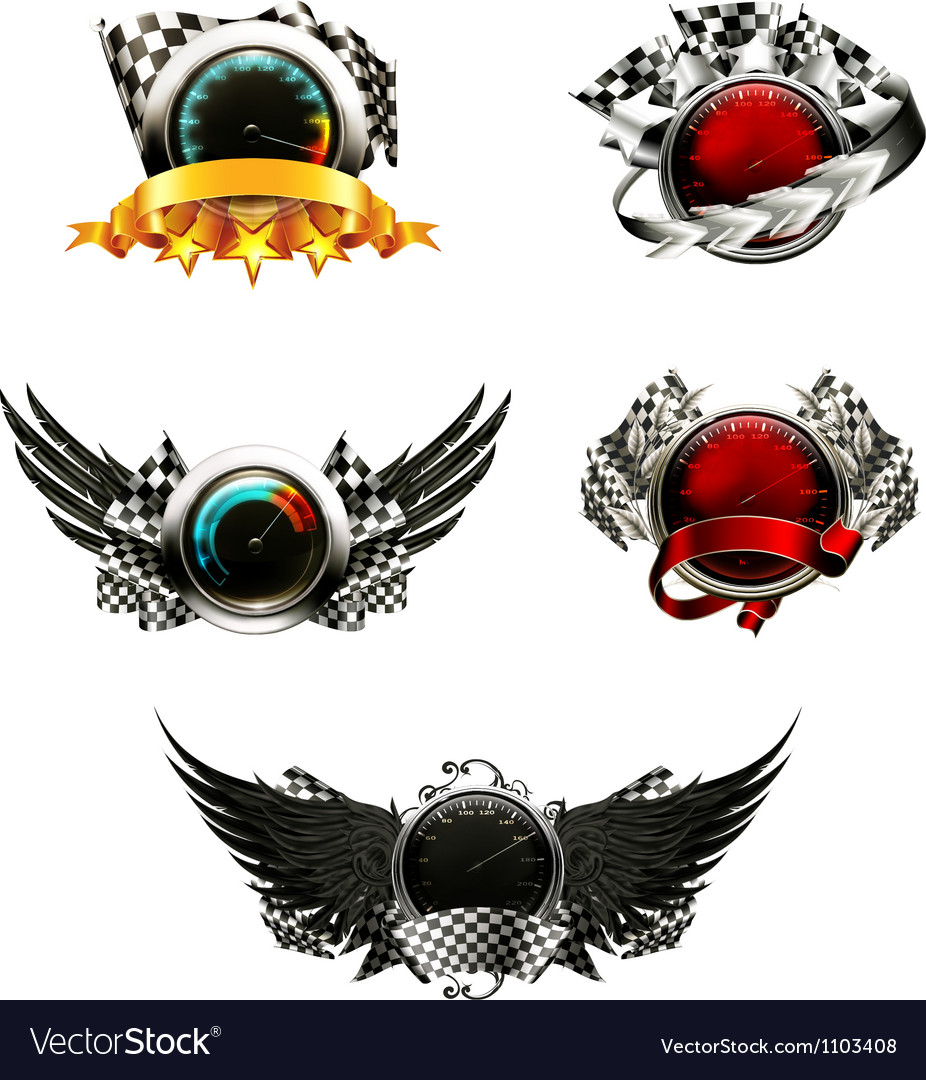 Set racing emblems Royalty Free Vector Image - VectorStock