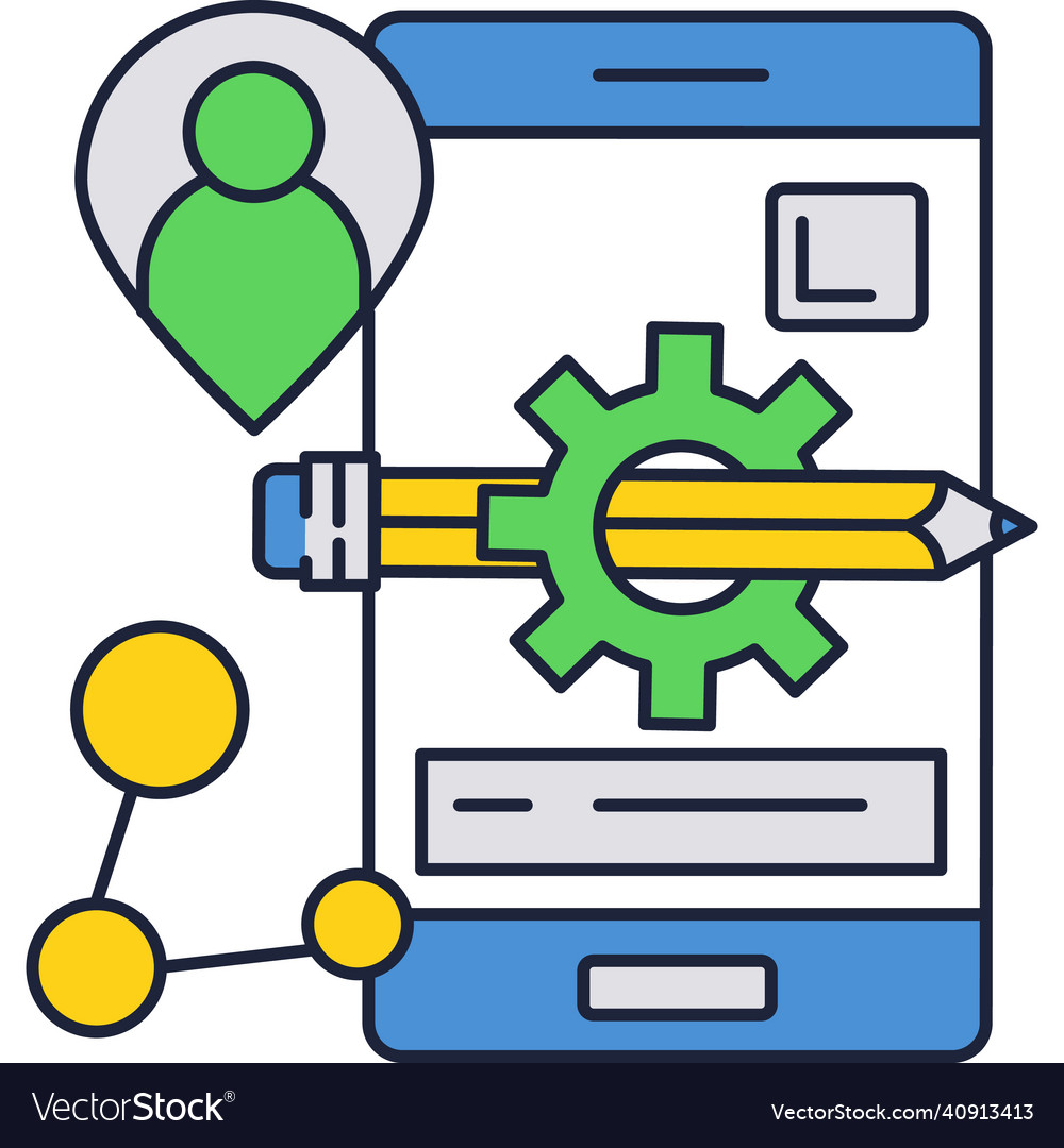 Algorithm process icon mobile app develop Vector Image