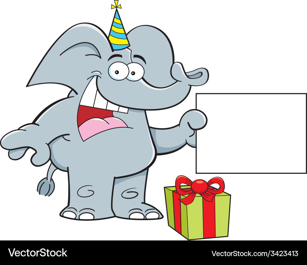 Cartoon elephant holding a sign Royalty Free Vector Image