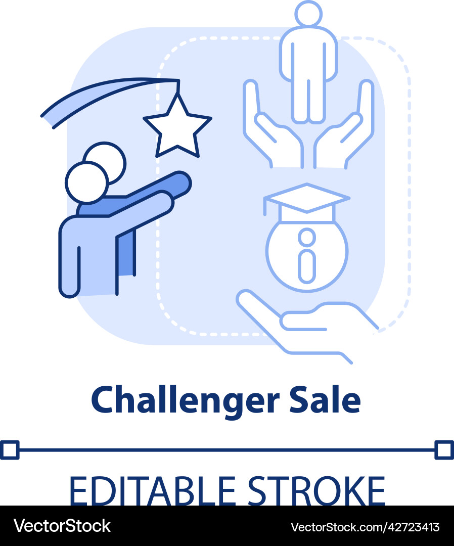 Challenger sale light blue concept icon Royalty Free Vector