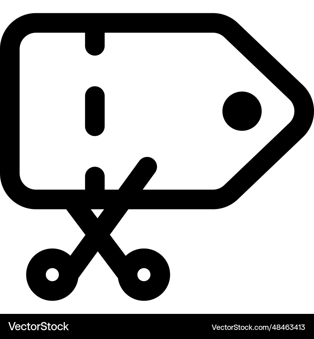 Cutting price tag linked with product Royalty Free Vector