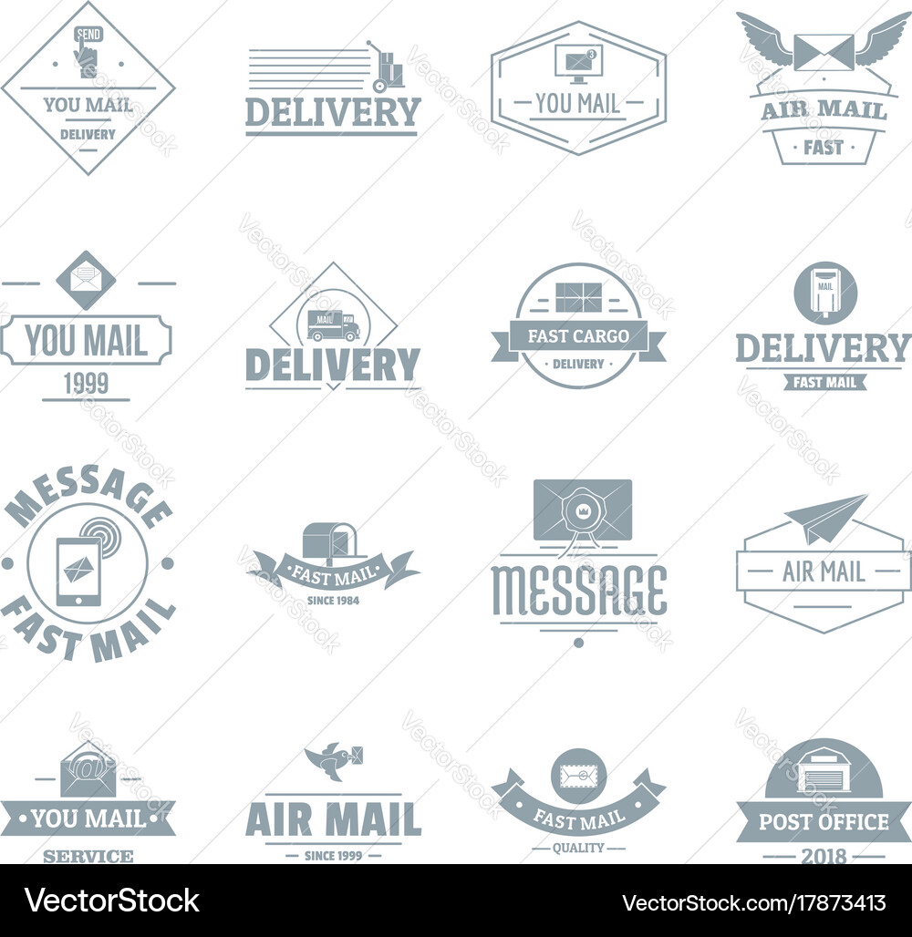 Delivery service logo icons set simple style Vector Image