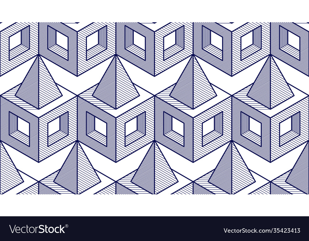 Geometric cubes abstract seamless pattern 3d Vector Image