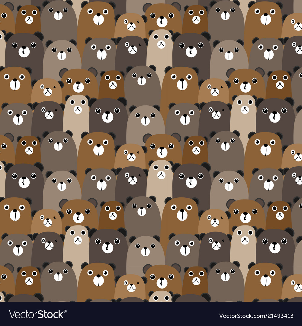 Hand drawn bears pattern background Royalty Free Vector