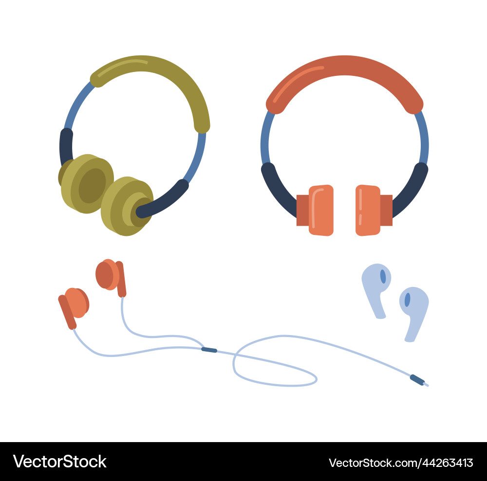 Headphones earphones wireless device Royalty Free Vector