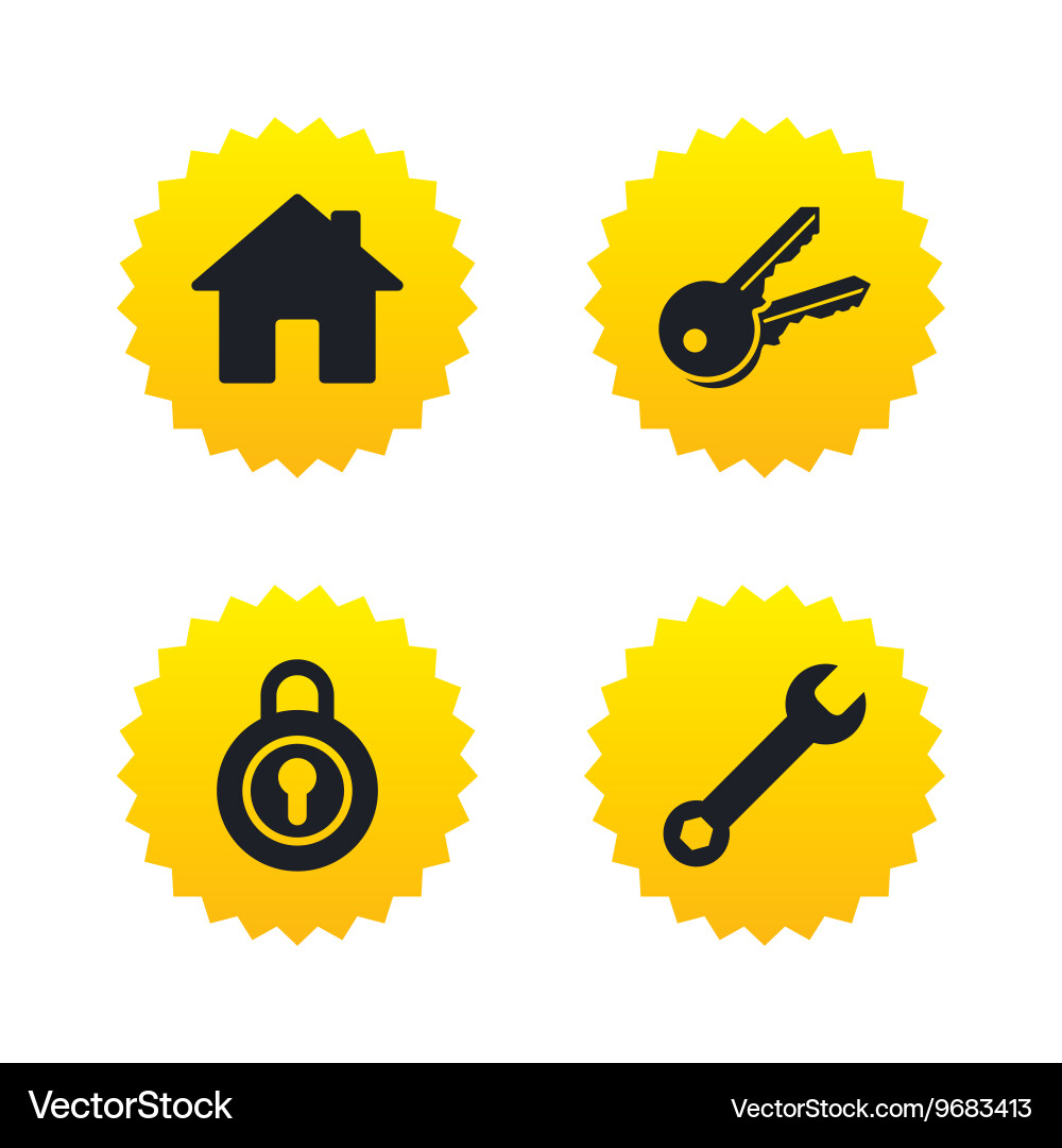 Home key icon wrench service tool symbol Vector Image