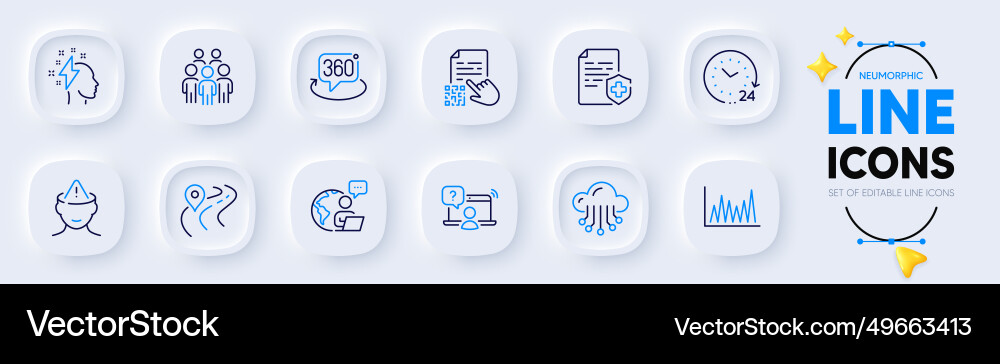 Line graph medical certificate and cloud storage Vector Image