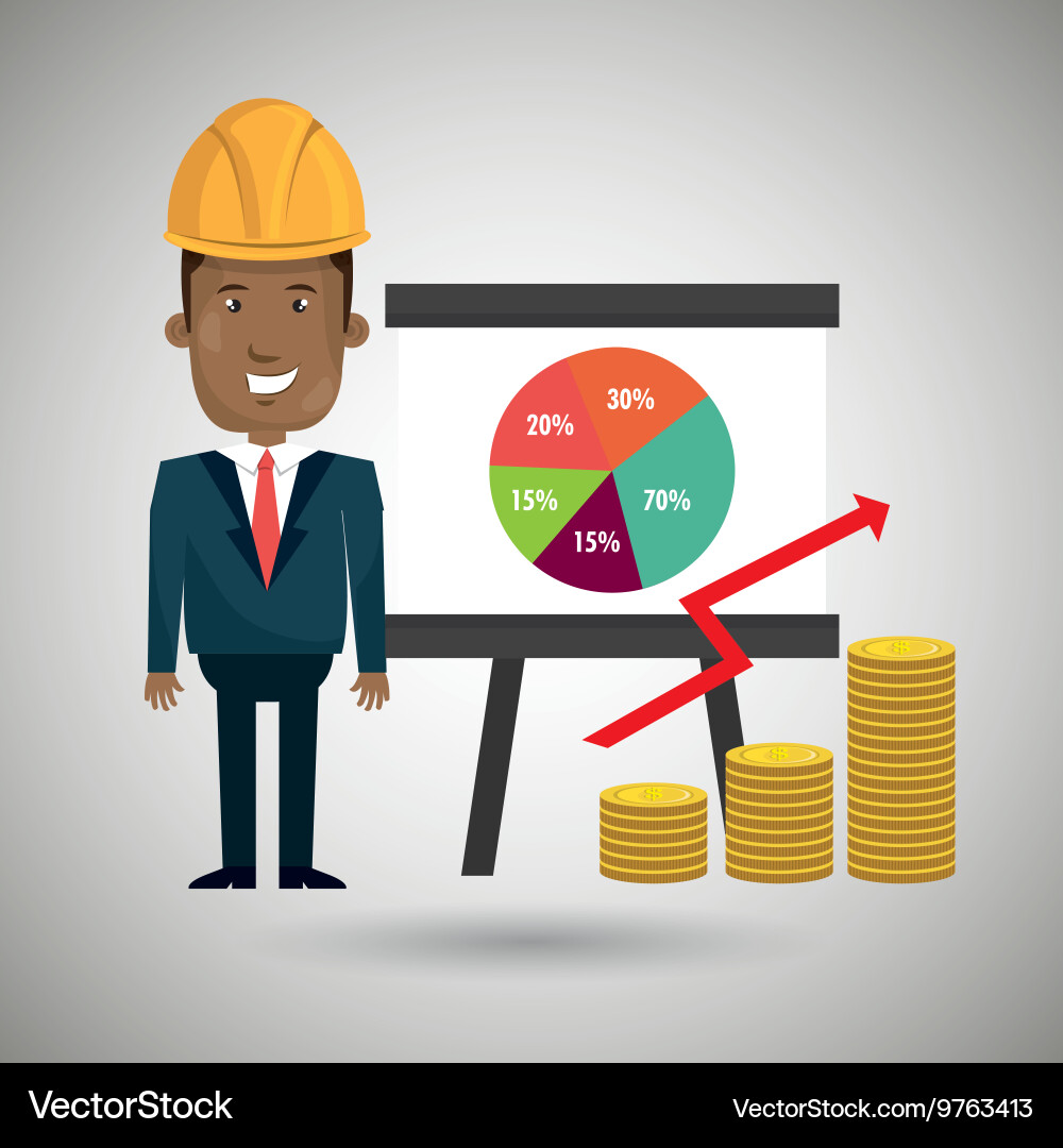Man and statistics isolated icon design Royalty Free Vector