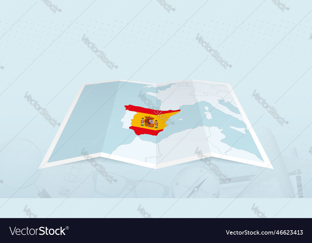 Map of spain with the flag of spain Royalty Free Vector