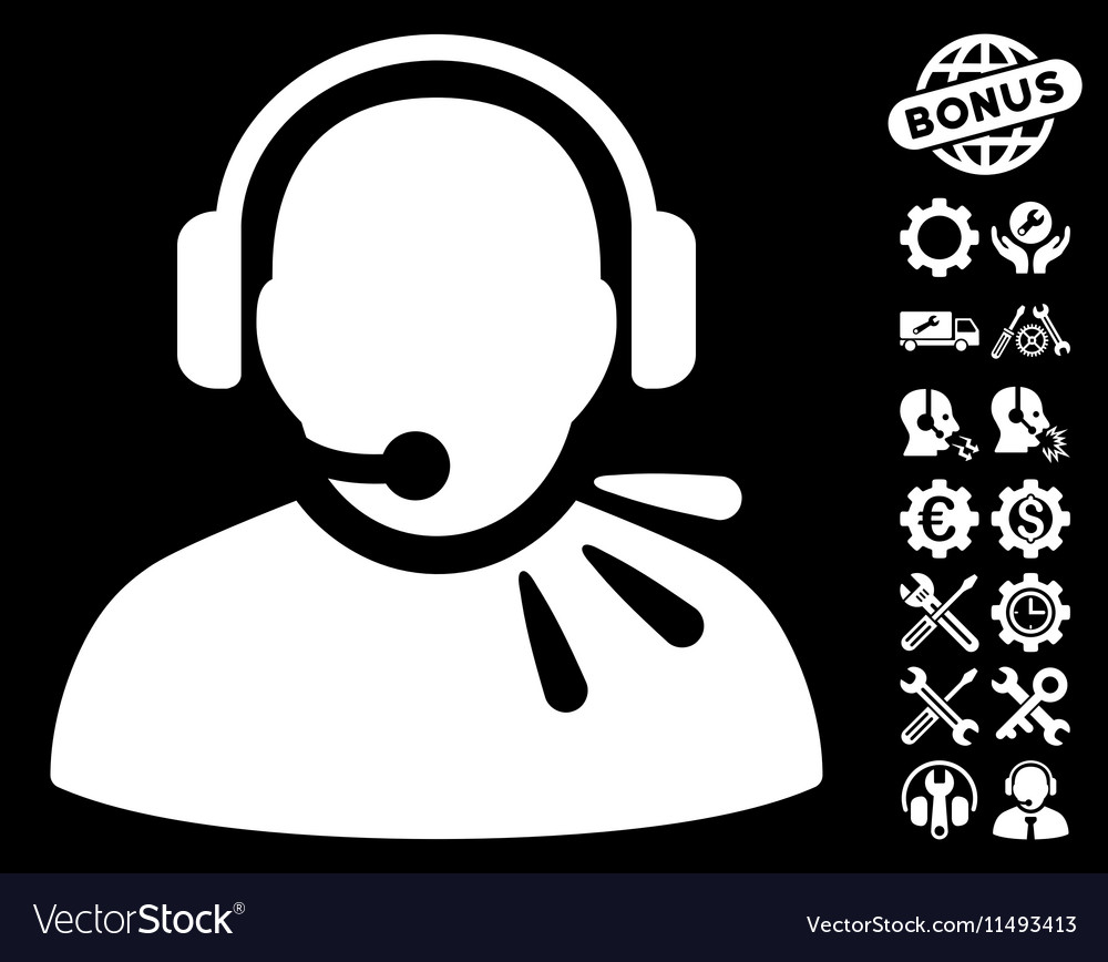 Operator speech icon with tools bonus Royalty Free Vector
