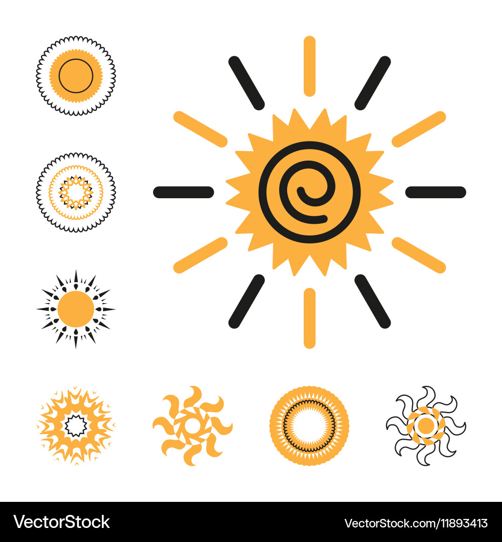 Set of sun icons Royalty Free Vector Image - VectorStock