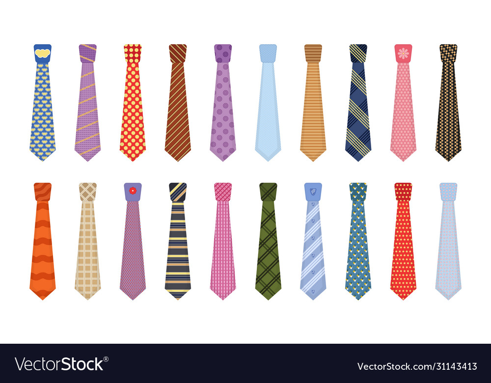 Set various ties Royalty Free Vector Image - VectorStock