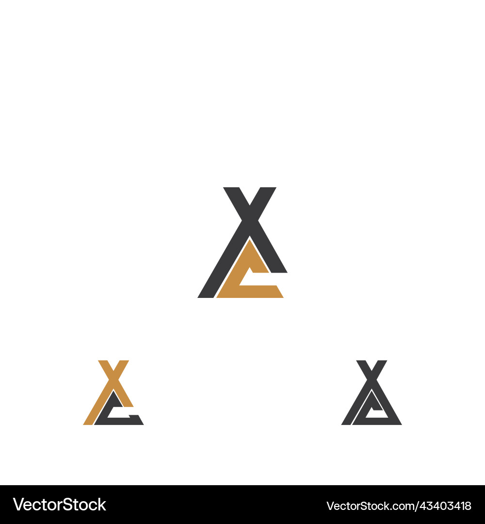 Alphabet initials logo cx xc c and x Royalty Free Vector