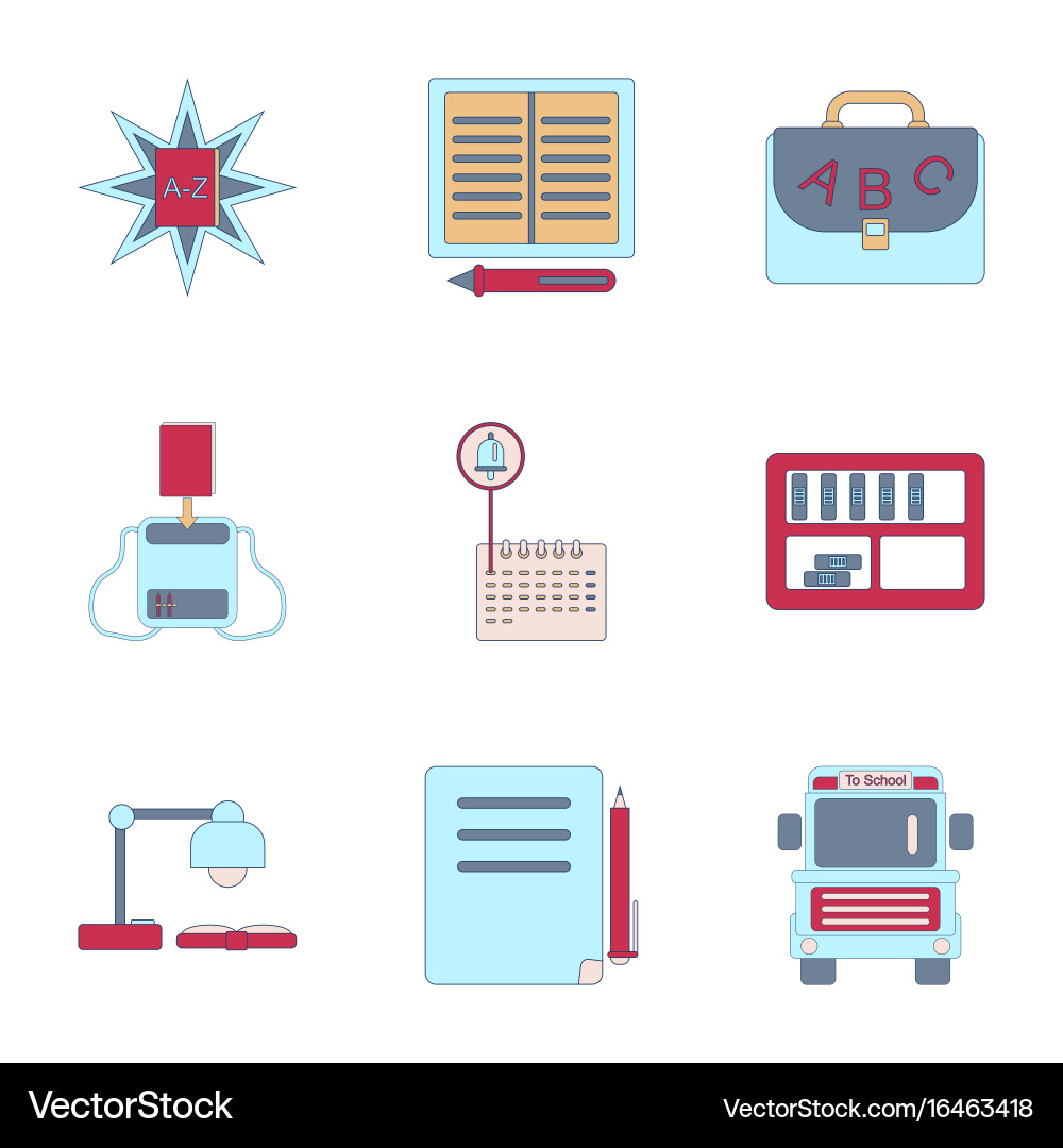 Assembly flat icons school supplies Royalty Free Vector