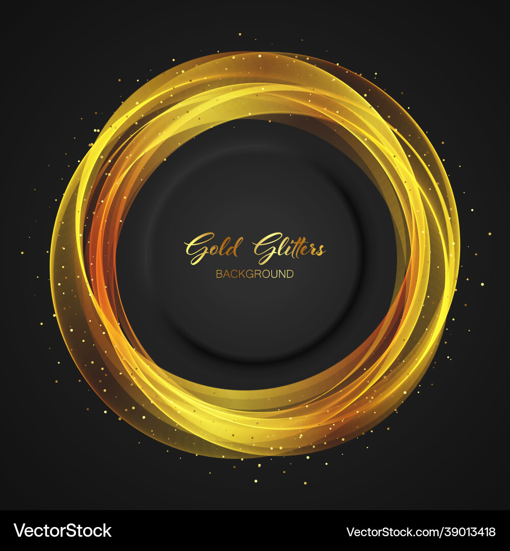 Black background with golden round transparent Vector Image