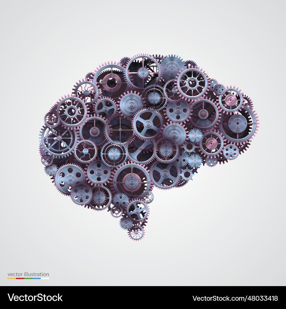 Cogs in the shape of a human brain Royalty Free Vector Image