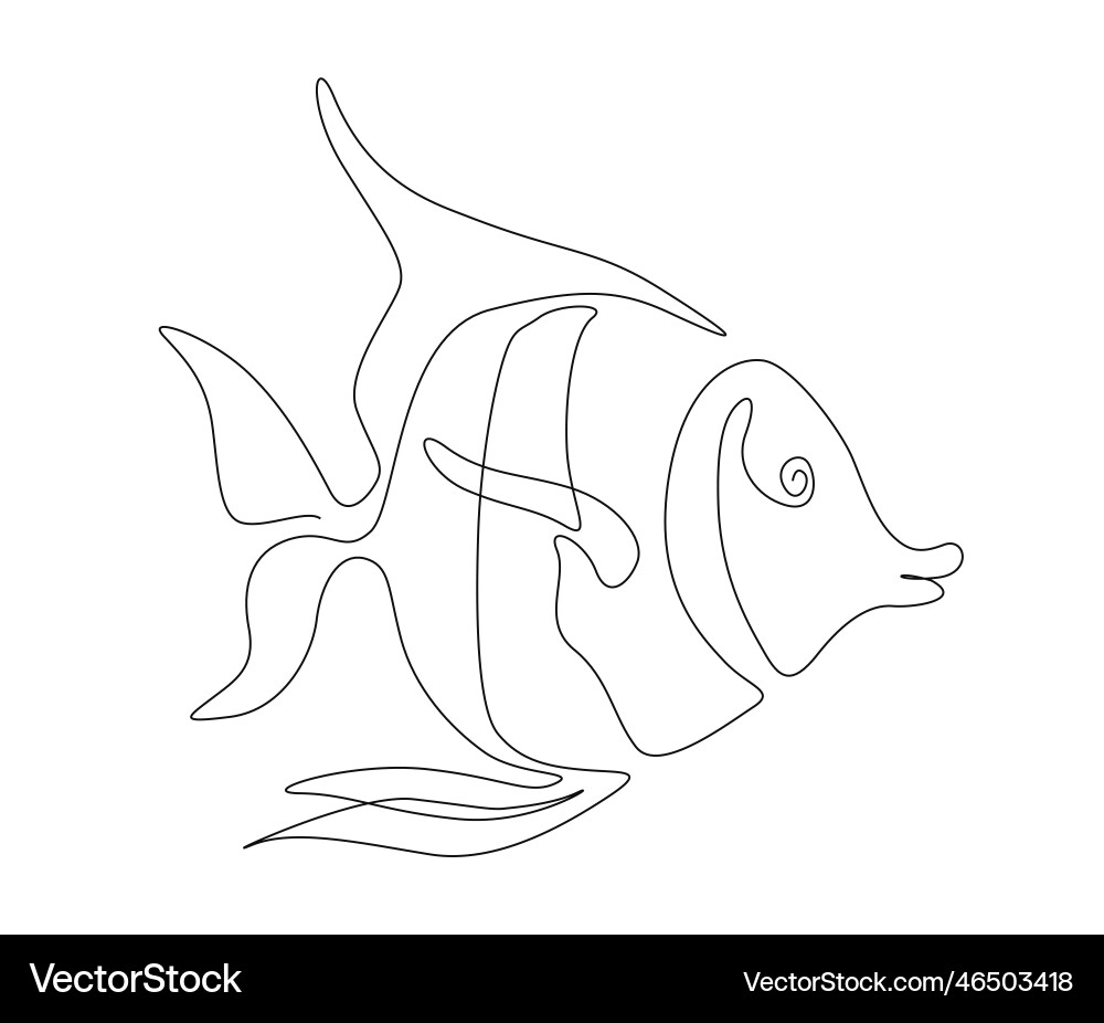 Continuous one line drawing of fish simple Vector Image