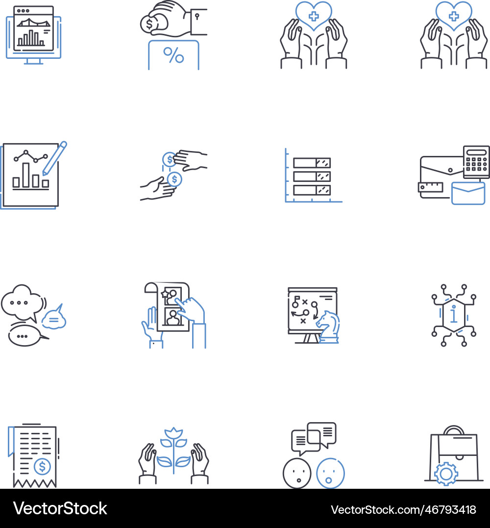 Critique line icons collection feedback analysis Vector Image