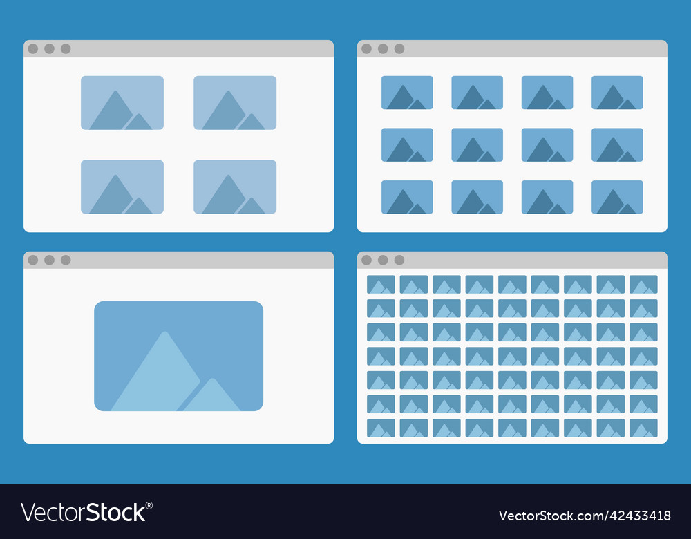 Desktop Interface Window Folders With Picture Vector Image