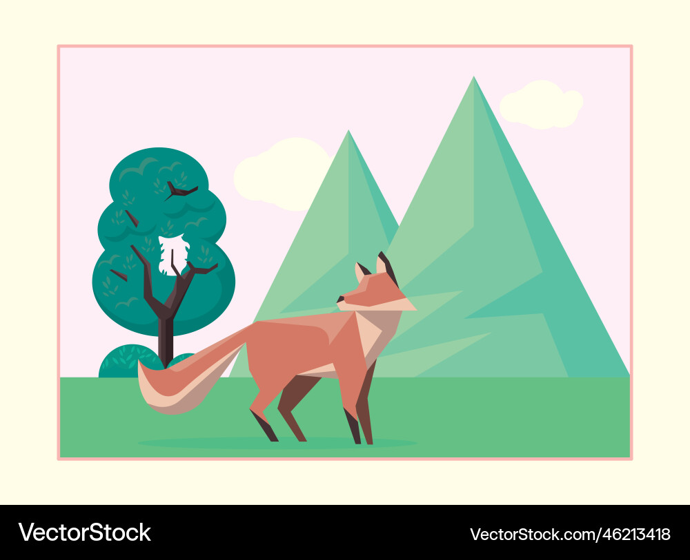 Fox animal in landscape Royalty Free Vector Image