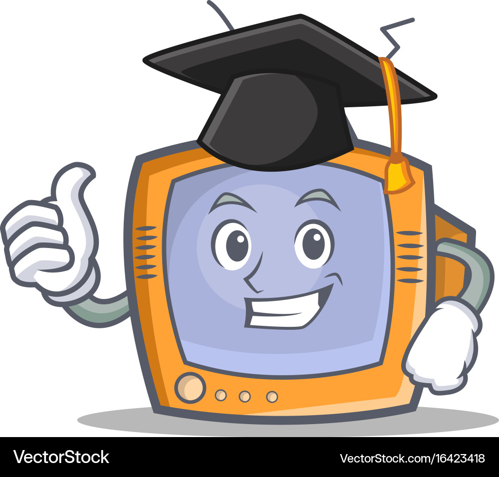 Graduation tv character cartoon object Royalty Free Vector