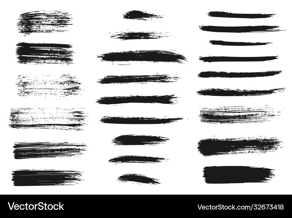 Hand drawn set ink lines and brush strokes Vector Image