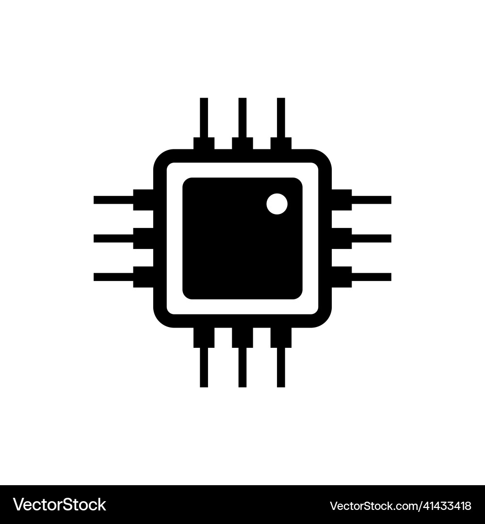 Icon of microchip flat sign on white background Vector Image