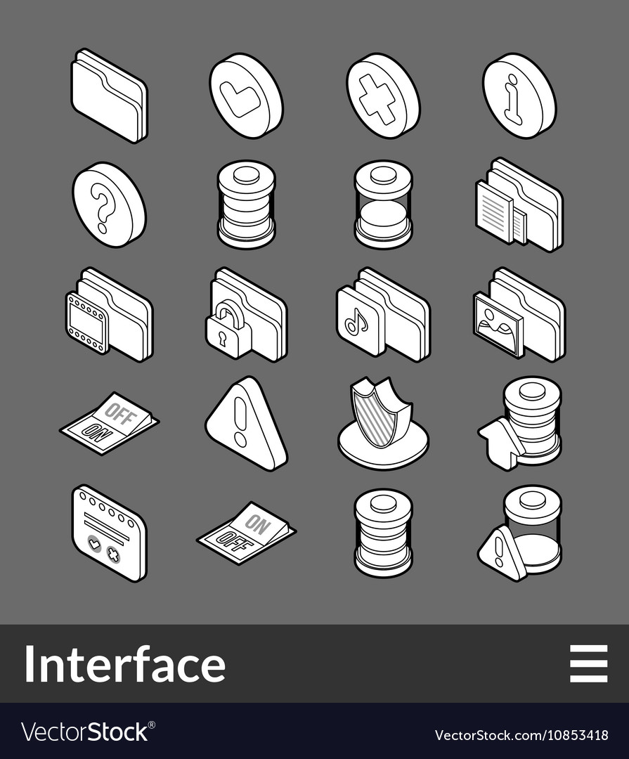 Isometric outline icons set Royalty Free Vector Image