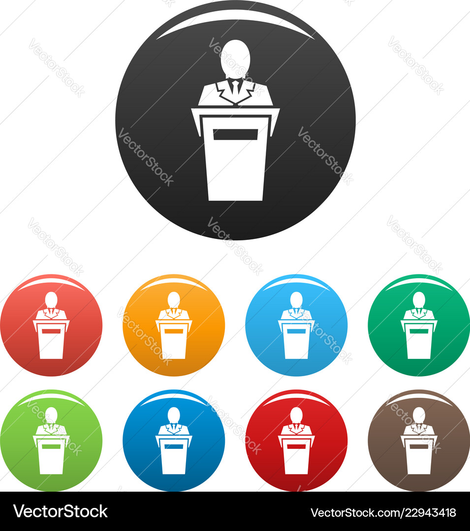 Leader speech icons set color Royalty Free Vector Image