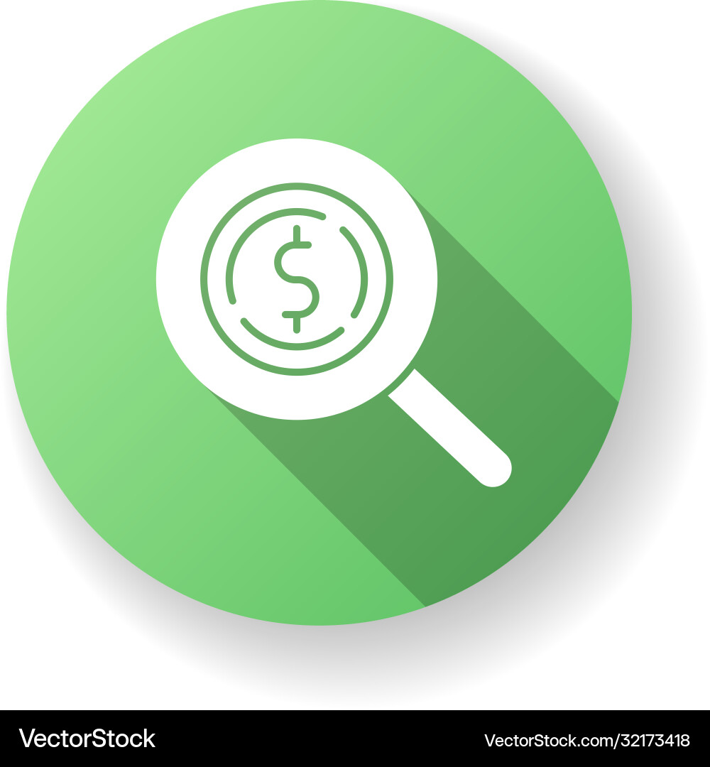 Look for money green flat design long shadow Vector Image