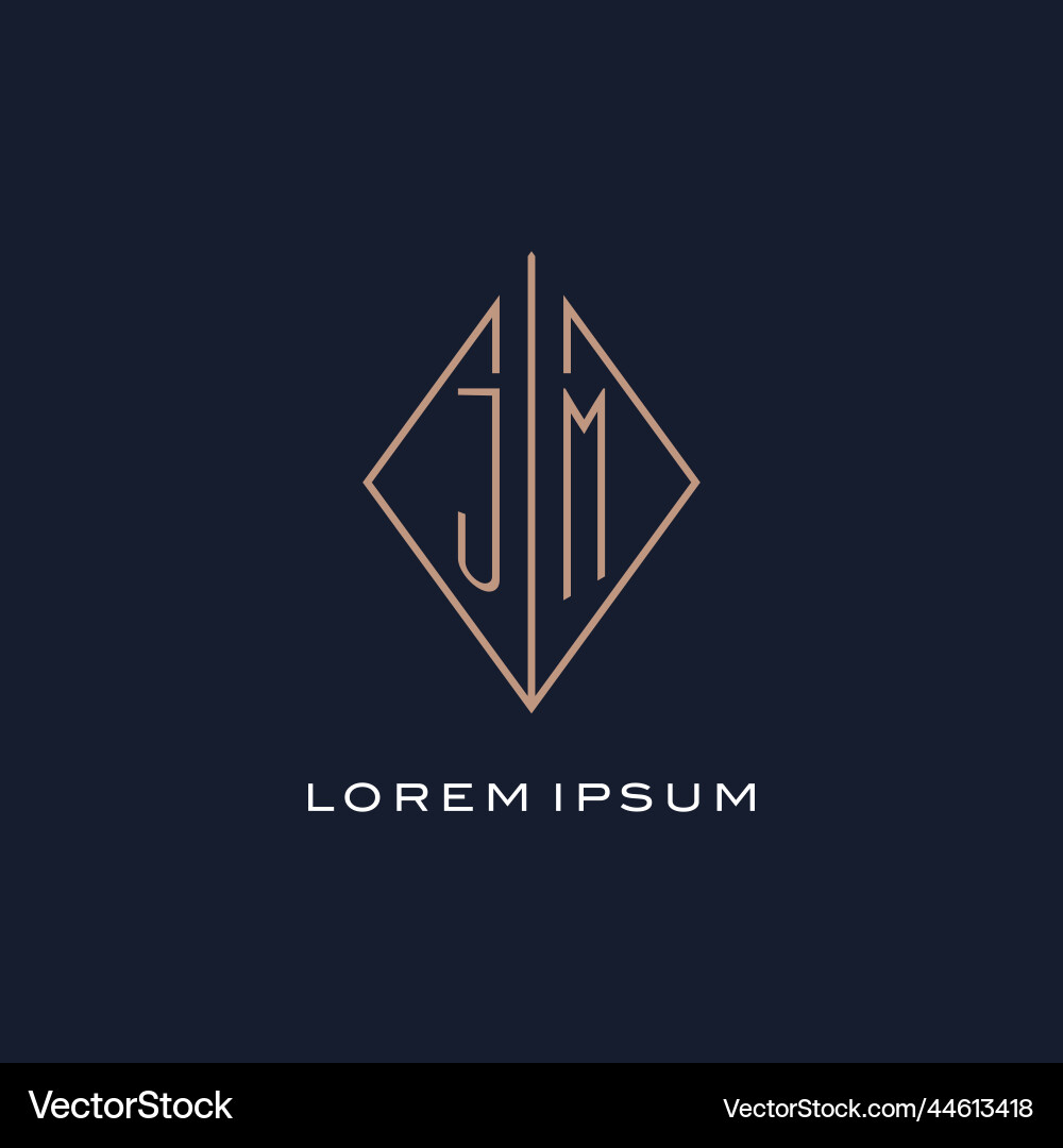 Monogram jm logo with diamond rhombus style Vector Image