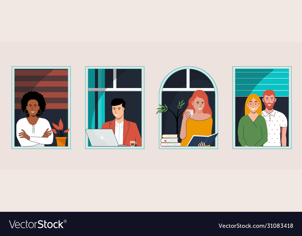 People at windows concept Royalty Free Vector Image