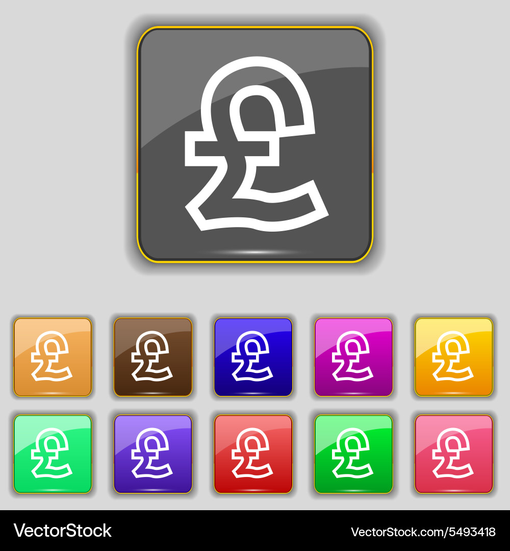 Pound sterling icon sign set with eleven colored Vector Image