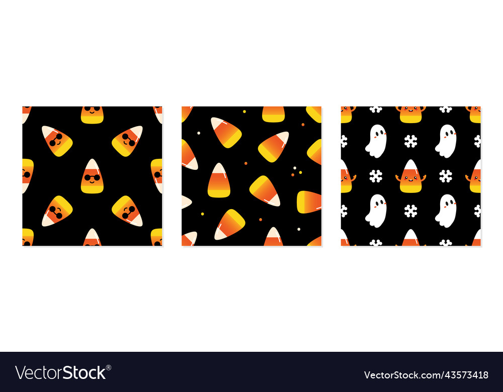 Set collection of three halloween patterns Vector Image