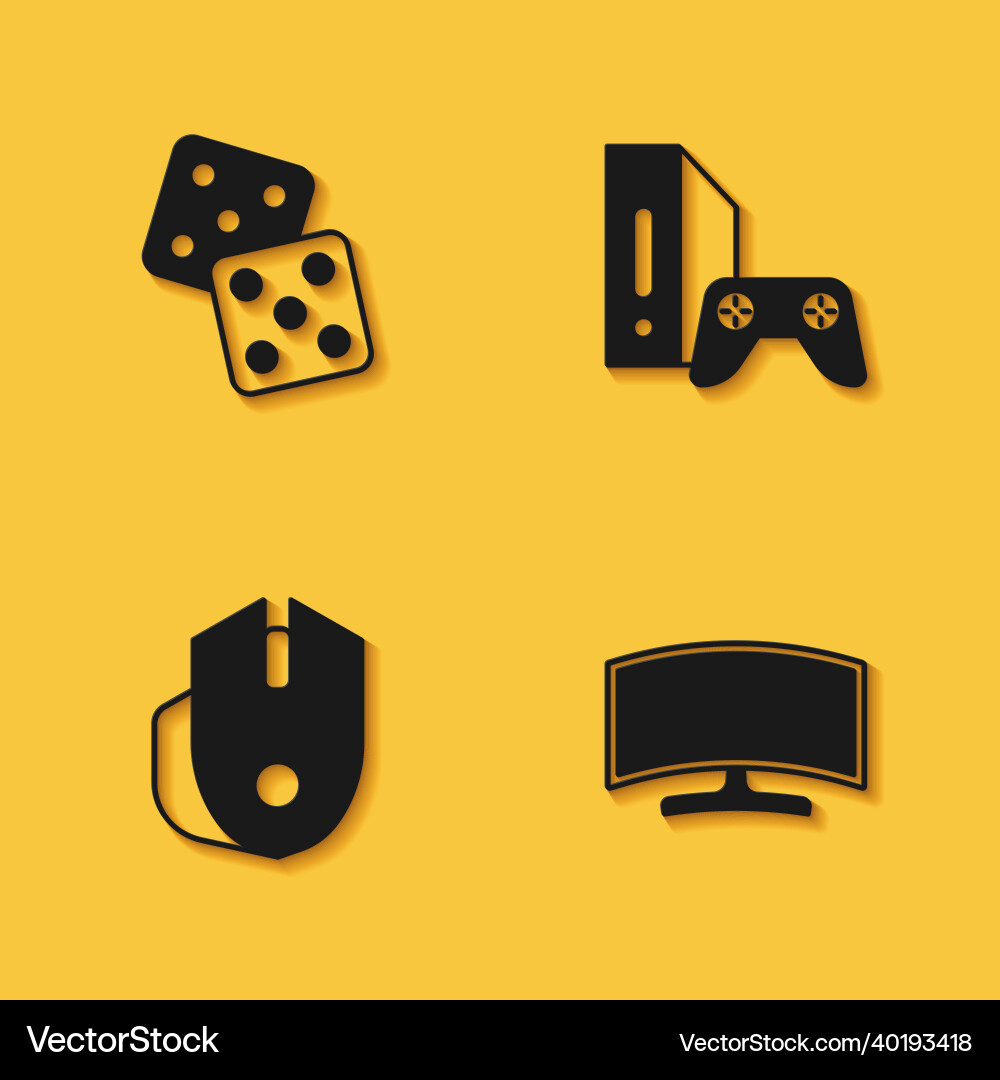Set game dice computer monitor mouse and console Vector Image