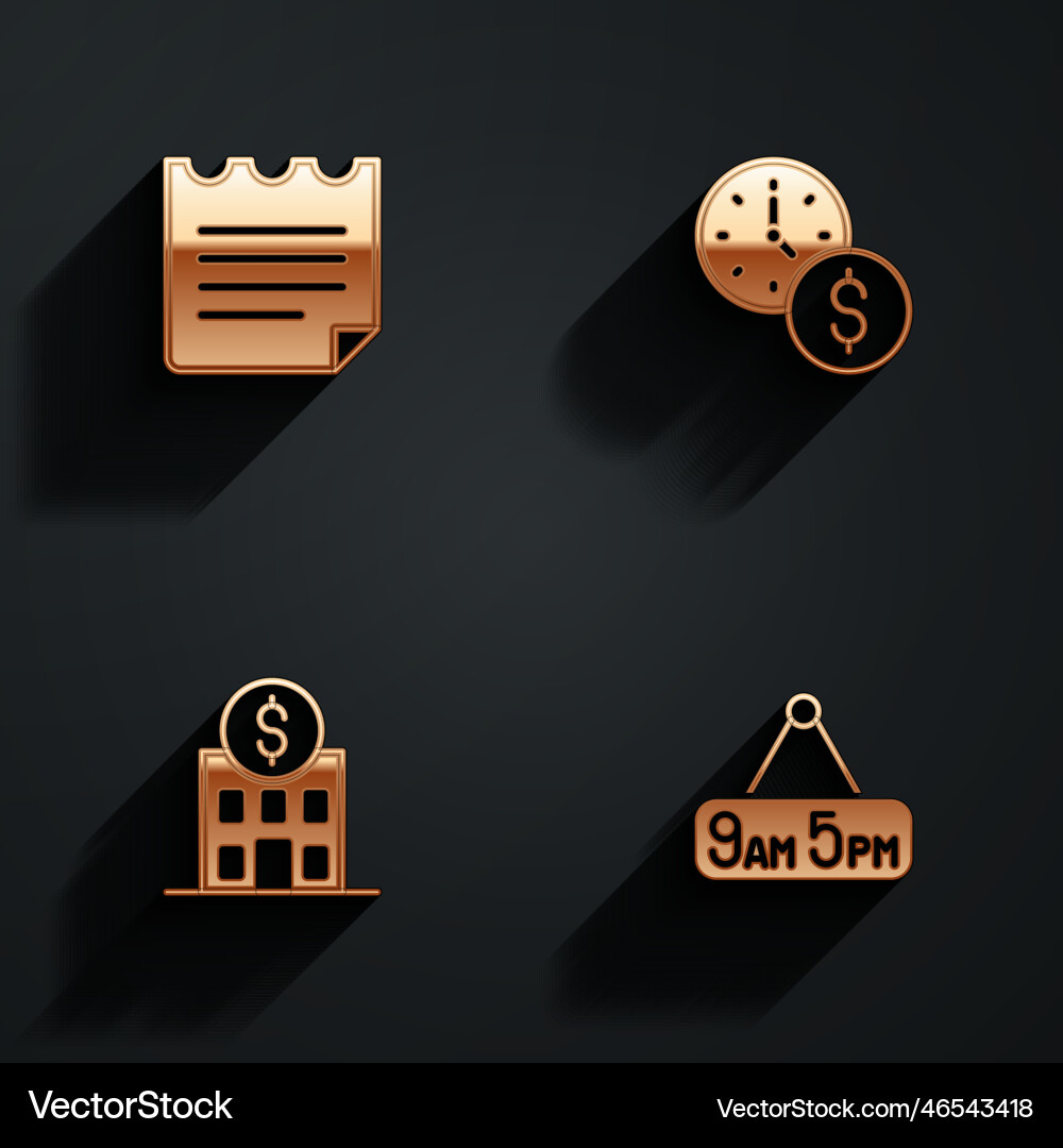 Set notebook time is money bank building Vector Image