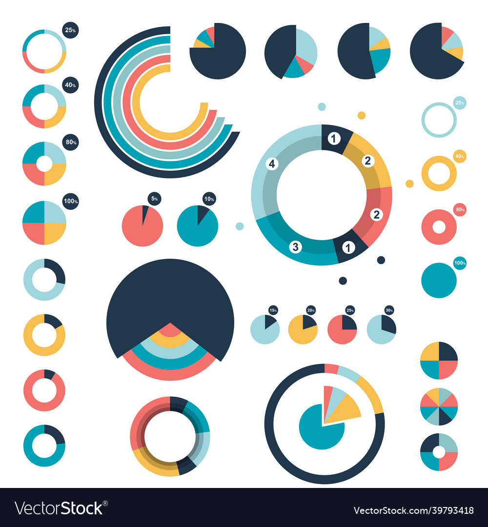 Set of circle round charts graphs Royalty Free Vector Image