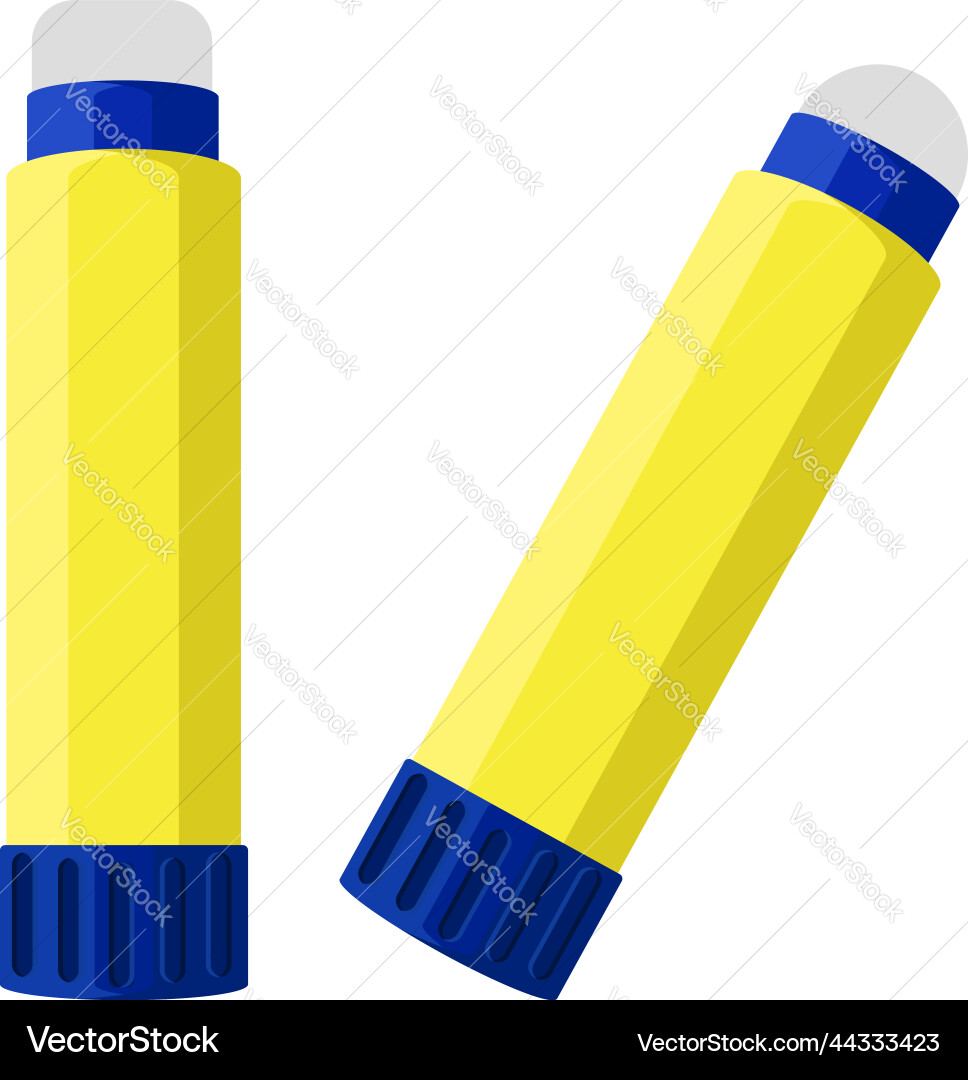 Bright yellow glue stick on a white background Vector Image