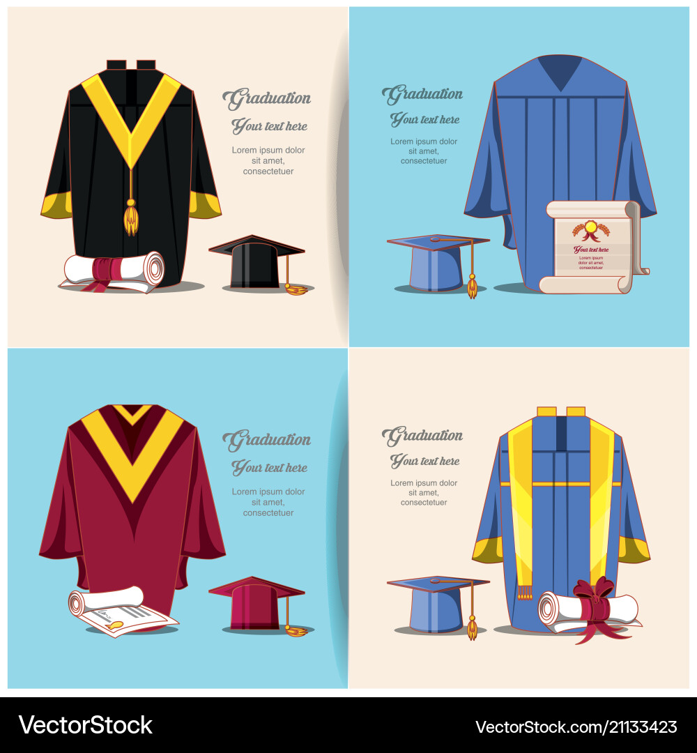 Celebration graduation card set icons Royalty Free Vector