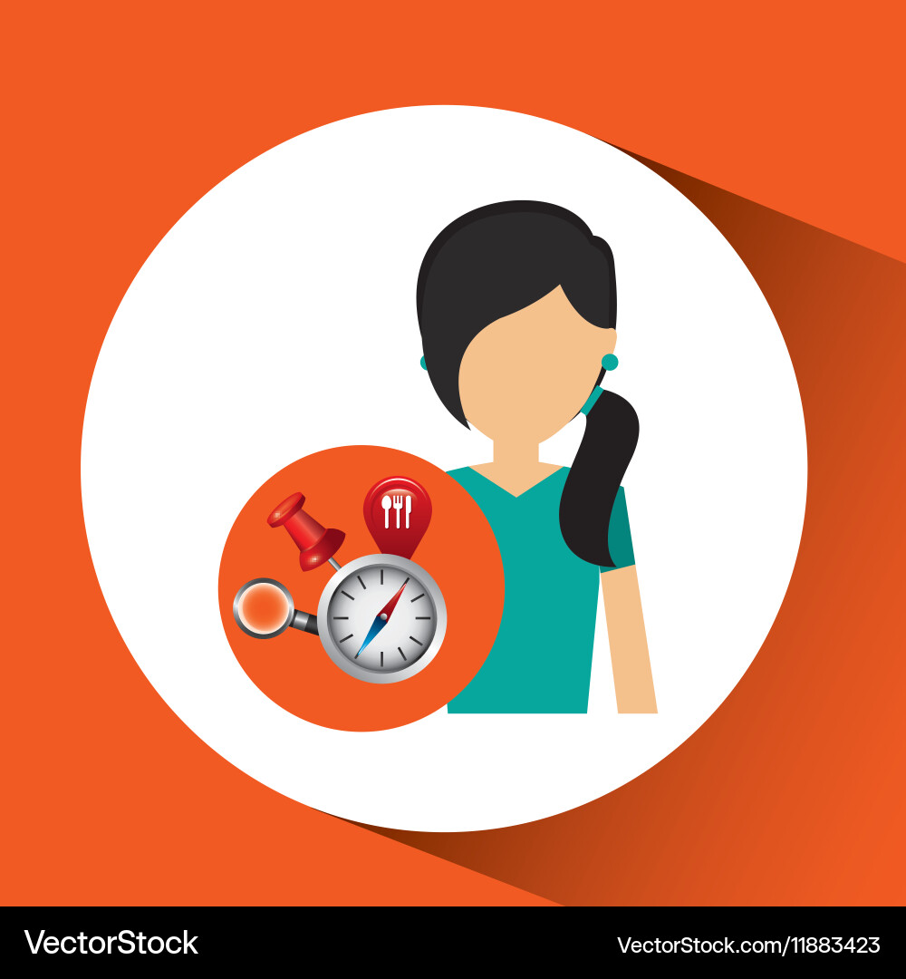 Character girl black hair navigation elements Vector Image