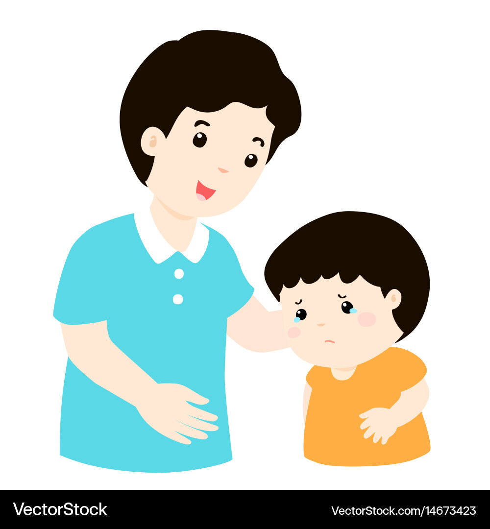 Father soothes crying son Royalty Free Vector Image