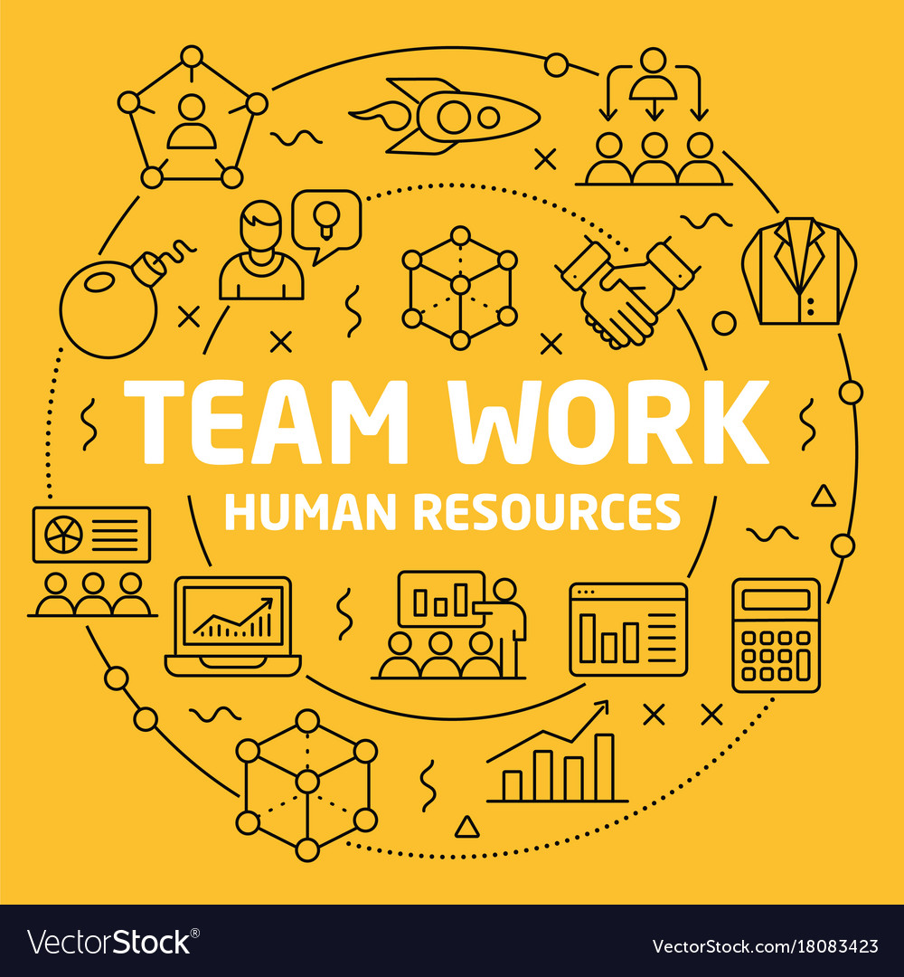 Linear team work Royalty Free Vector Image - VectorStock