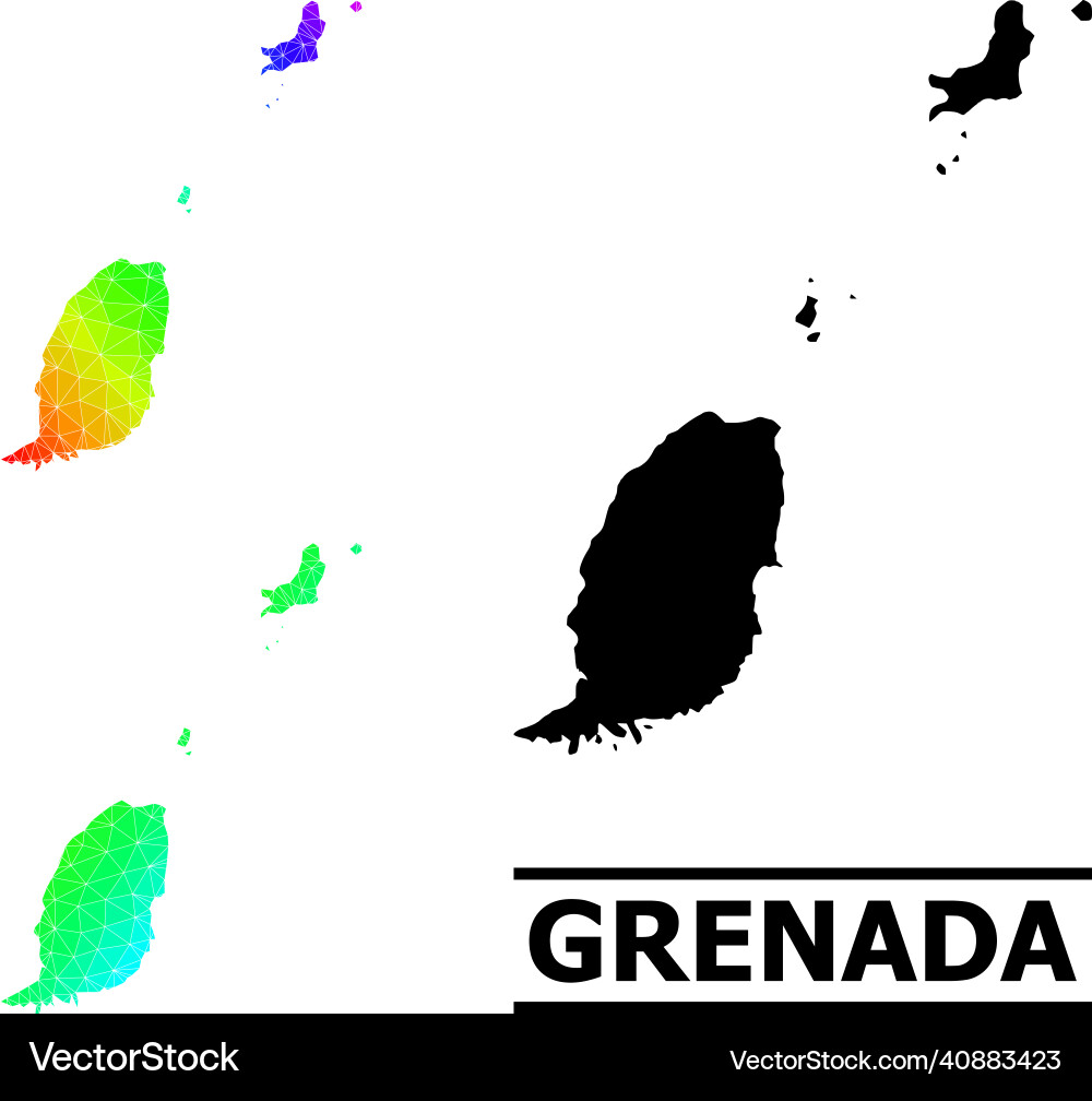 Lowpoly spectral colored map of grenada islands Vector Image