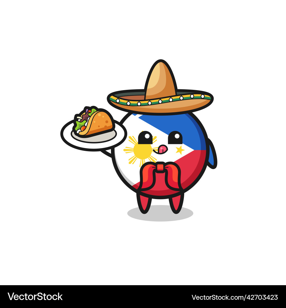 Philippines flag mexican chef mascot holding Vector Image