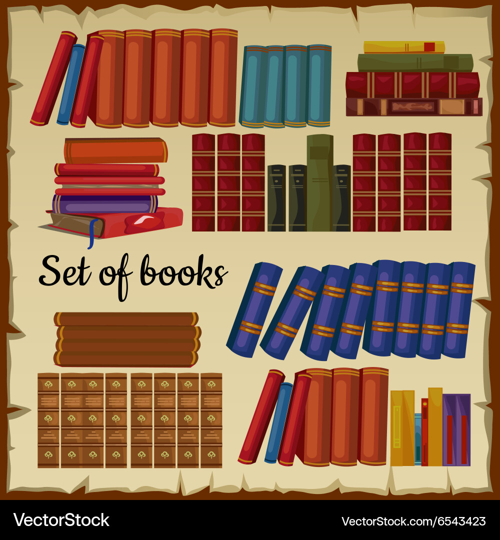 Set of books from the library Royalty Free Vector Image