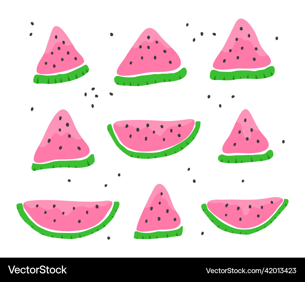 Set of doodle watermelon slices Royalty Free Vector Image